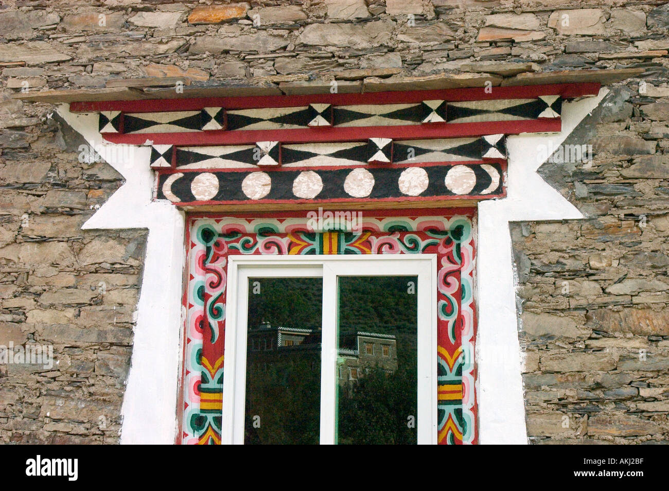 Tibetan style windows in Kham vary in decoration from region to region ...