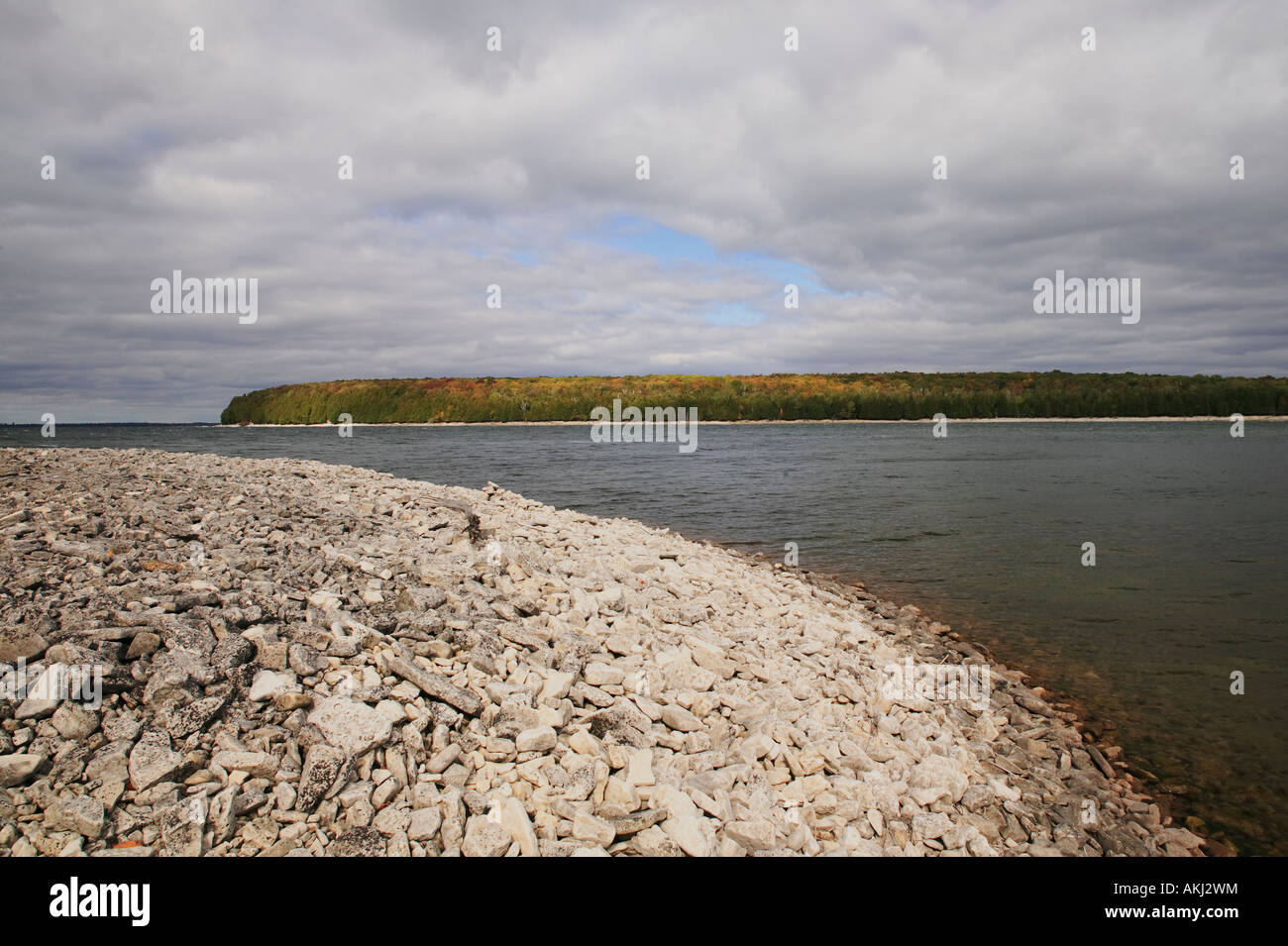 Rocks and water on the shoreline of Lake Michigan, Haunted Forest ...