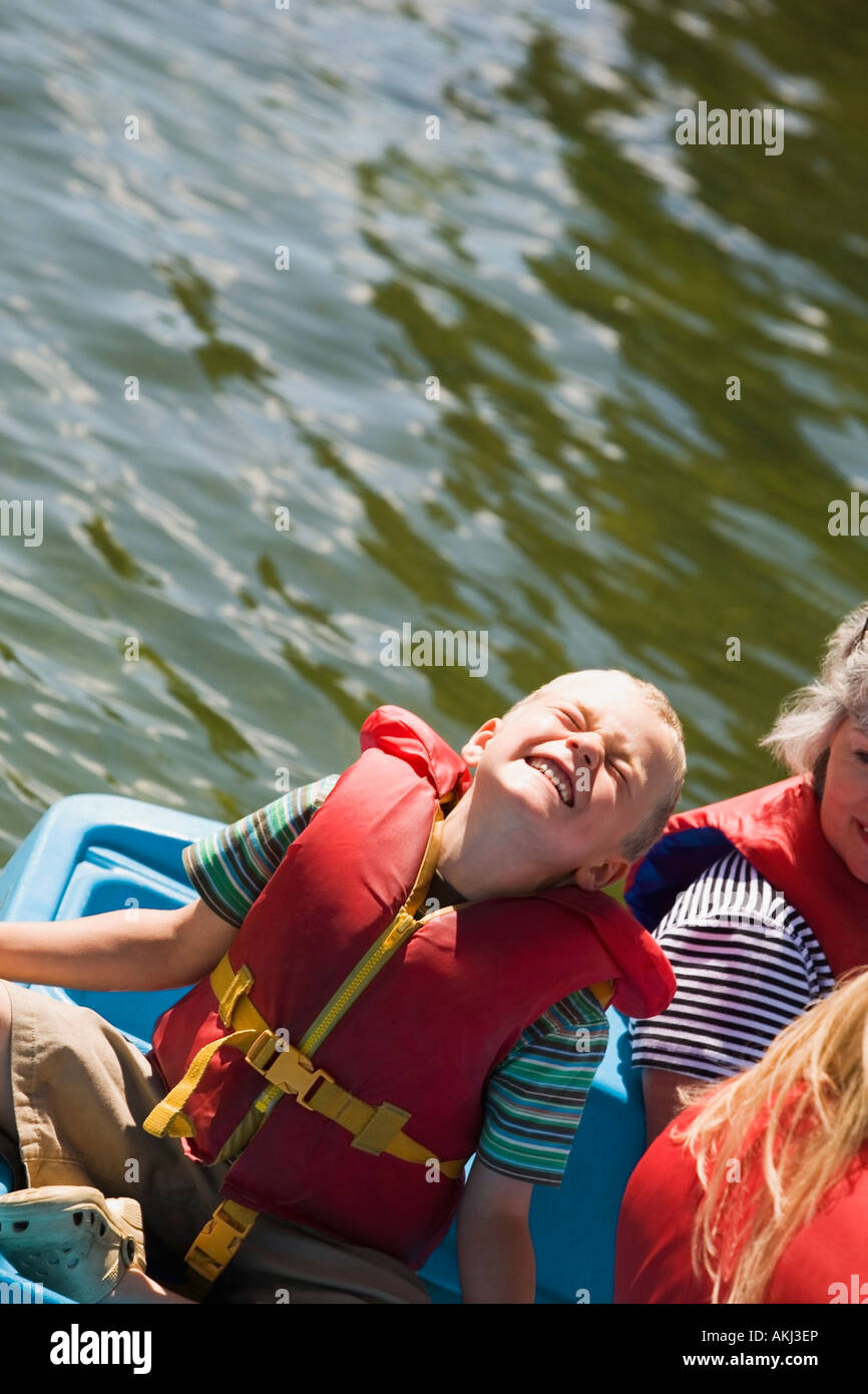 Overhead view of a boy boating Stock Photo - Alamy
