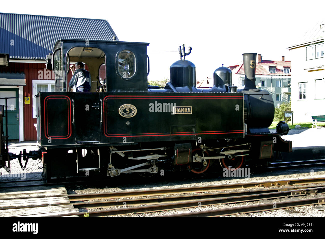 Historic engine with trailer Stock Photo - Alamy