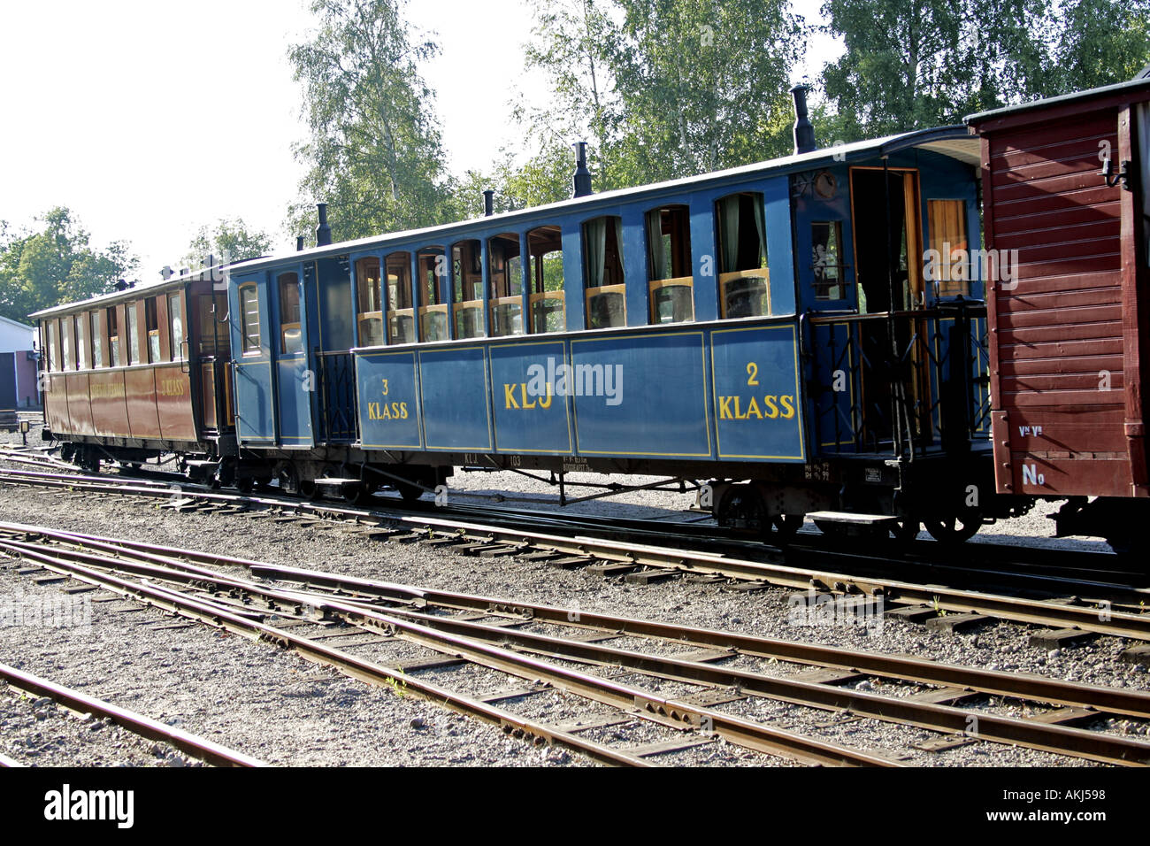 Historic engine with trailer Stock Photo - Alamy