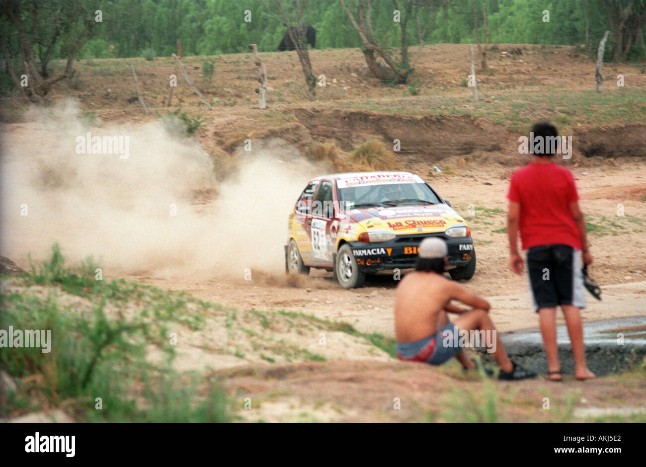 A car races during a national rally competition in Argentina Stock ...