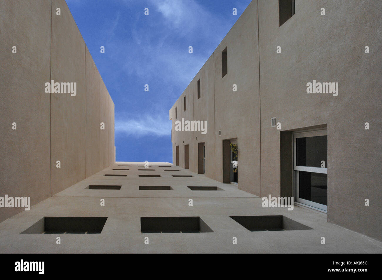 Unusually low perspective of a building as seen sideways Stock Photo ...