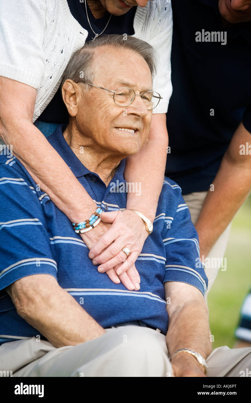 Front view of senior man sitting Stock Photo - Alamy