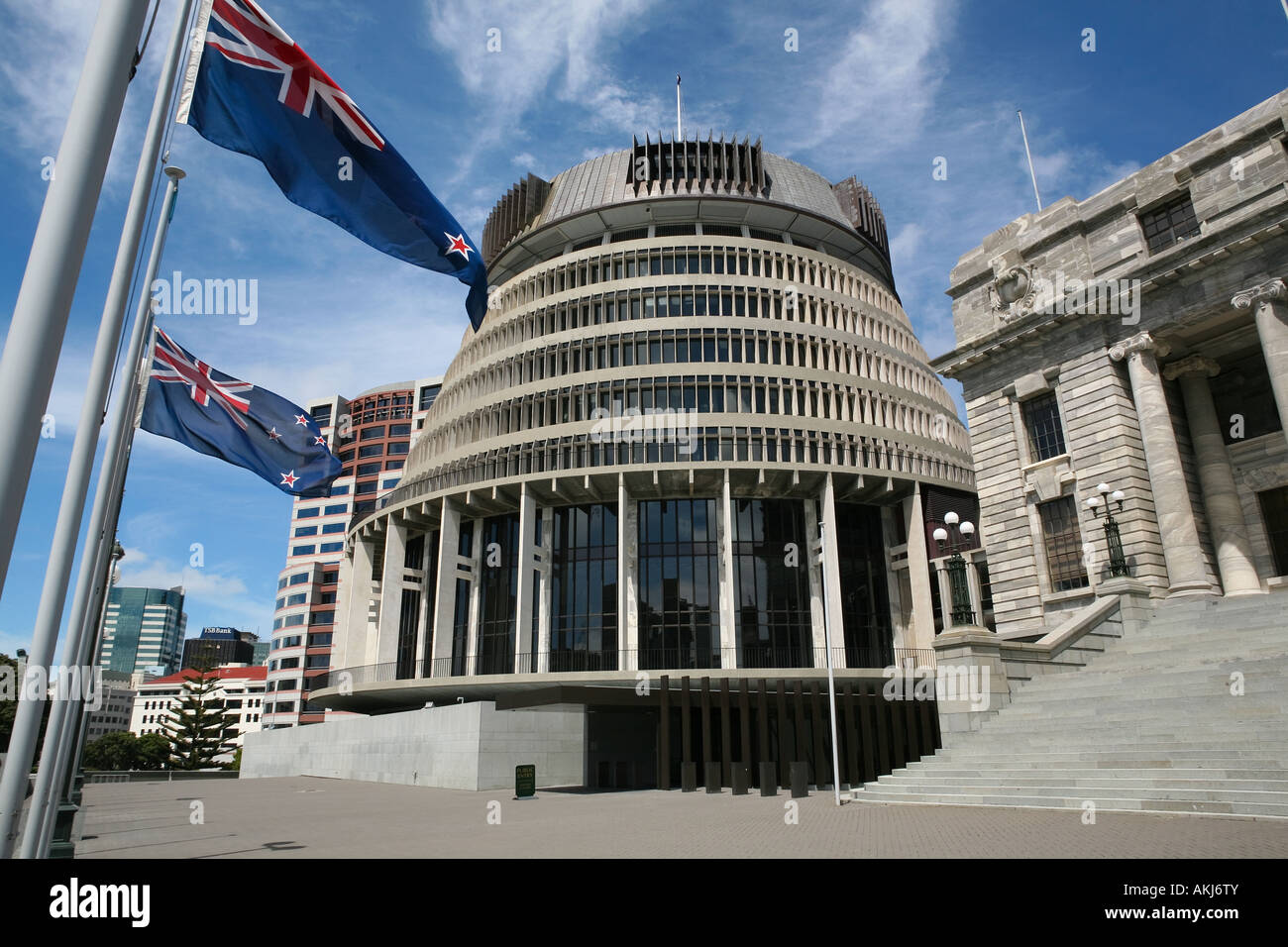 The 'Beehive', parliament building in Wellington, New Zealand Stock ...