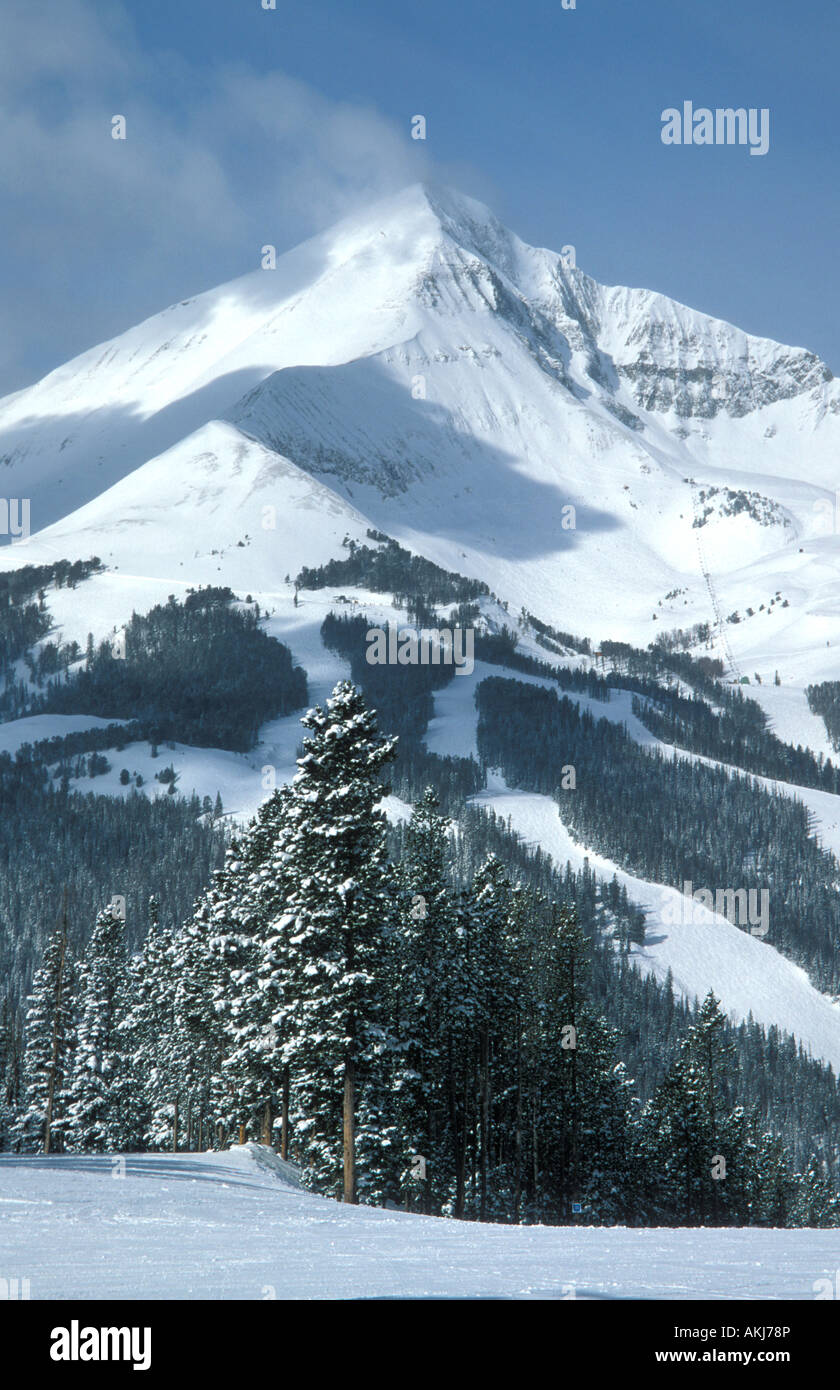 View of the mountain at Big Sky ski resort in the state of Montana USA ...
