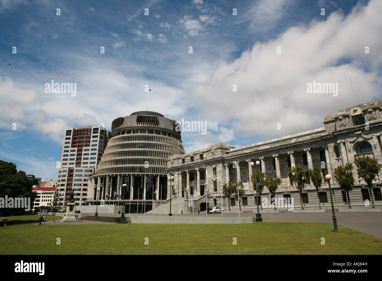 The 'Beehive', parliament building in Wellington, New Zealand Stock ...