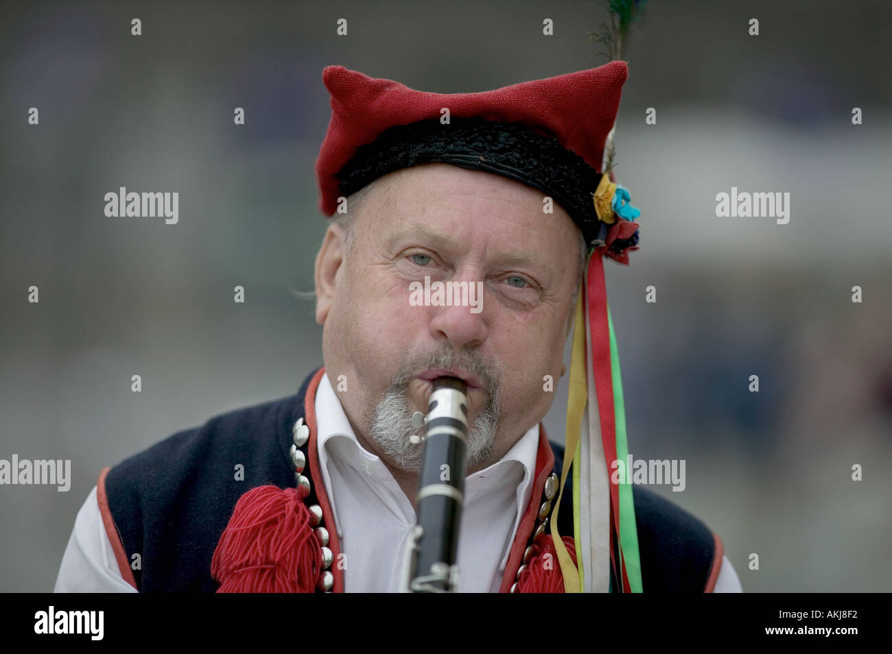 Proud musical performer in traditional costume Krakow Poland Stock ...