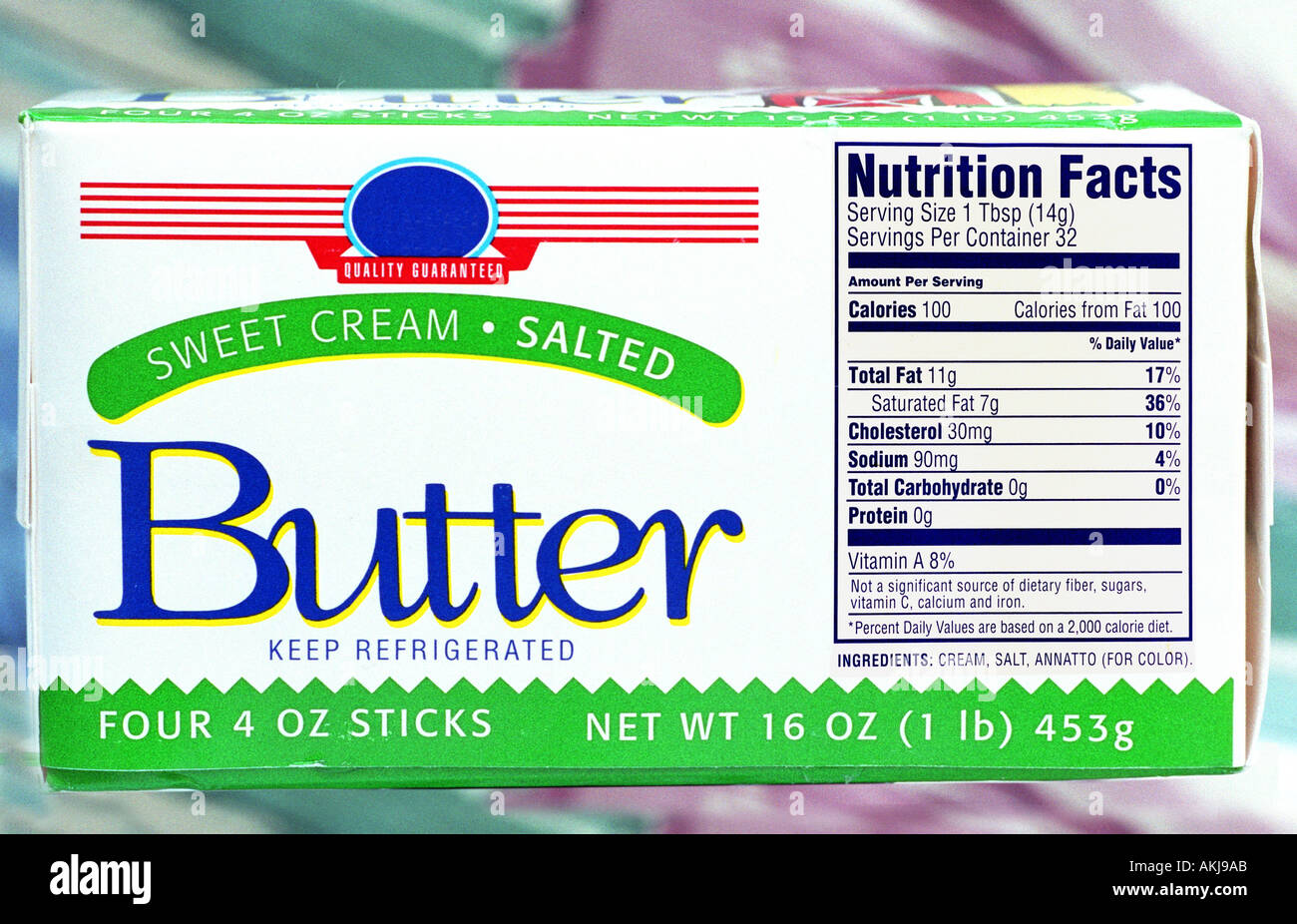 Food Label On The Side Of Products Showing Fat Saturated Fat Cholesterol Calories Carbohydrates
