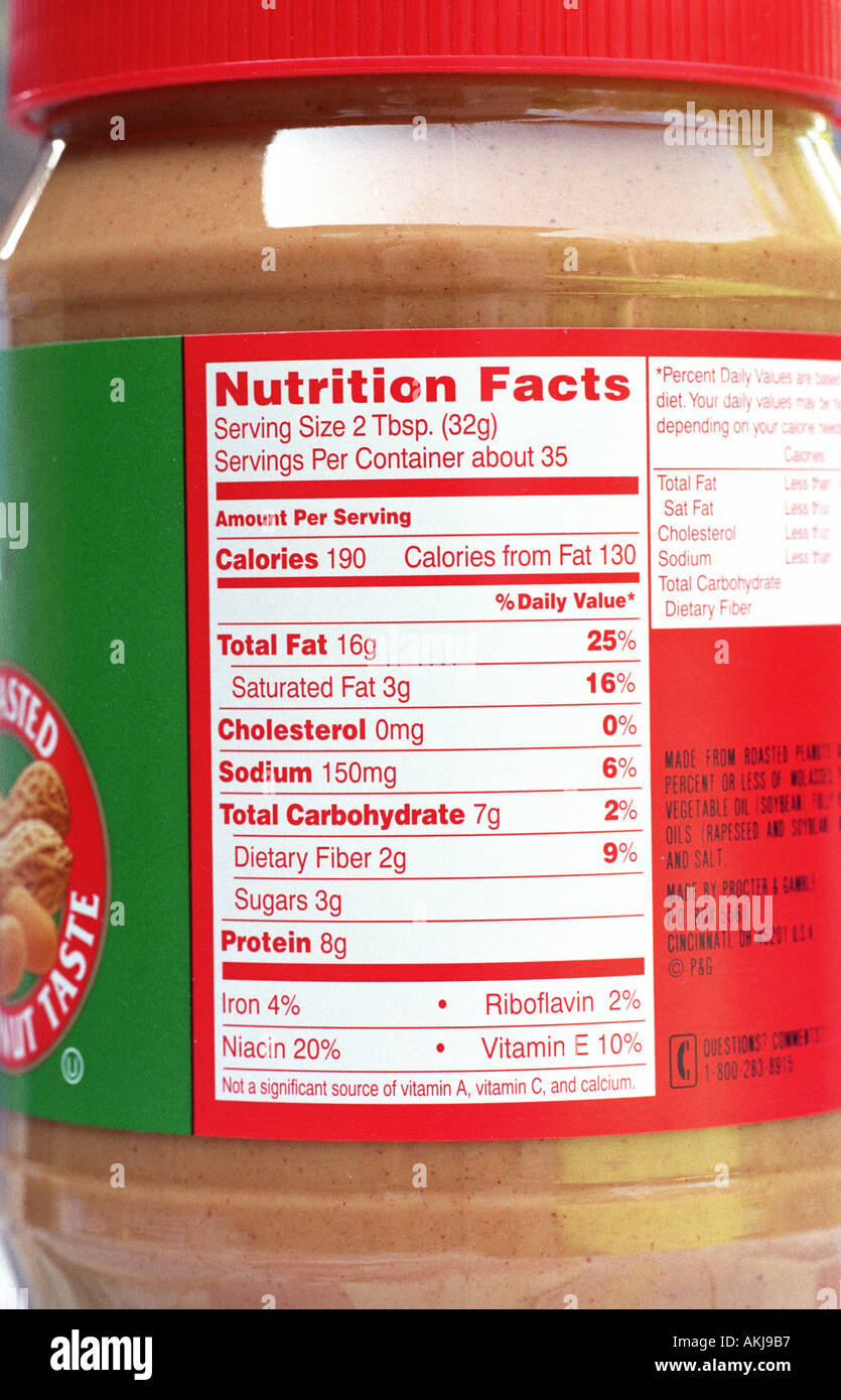 Food label on the side of products showing fat saturated fat ...