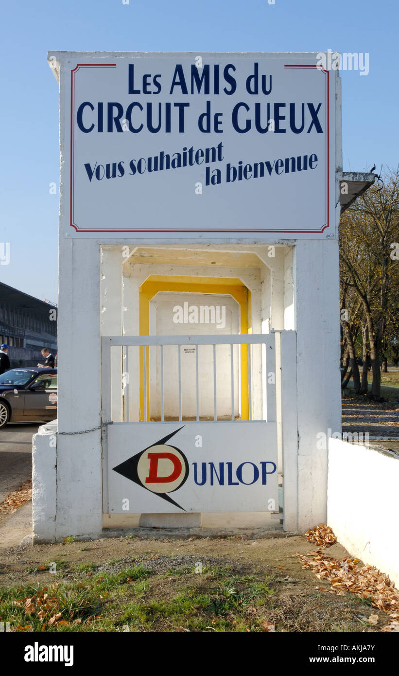 Reims Gueux historic motor circuit. The old pits and grandstand, some ...