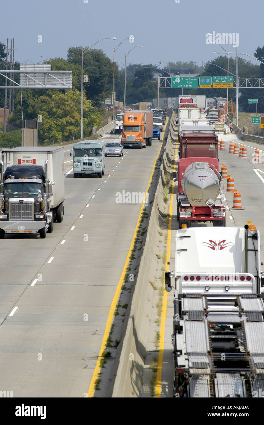 Freeway traffic backed up for miles as they try to enter Canada at Port ...