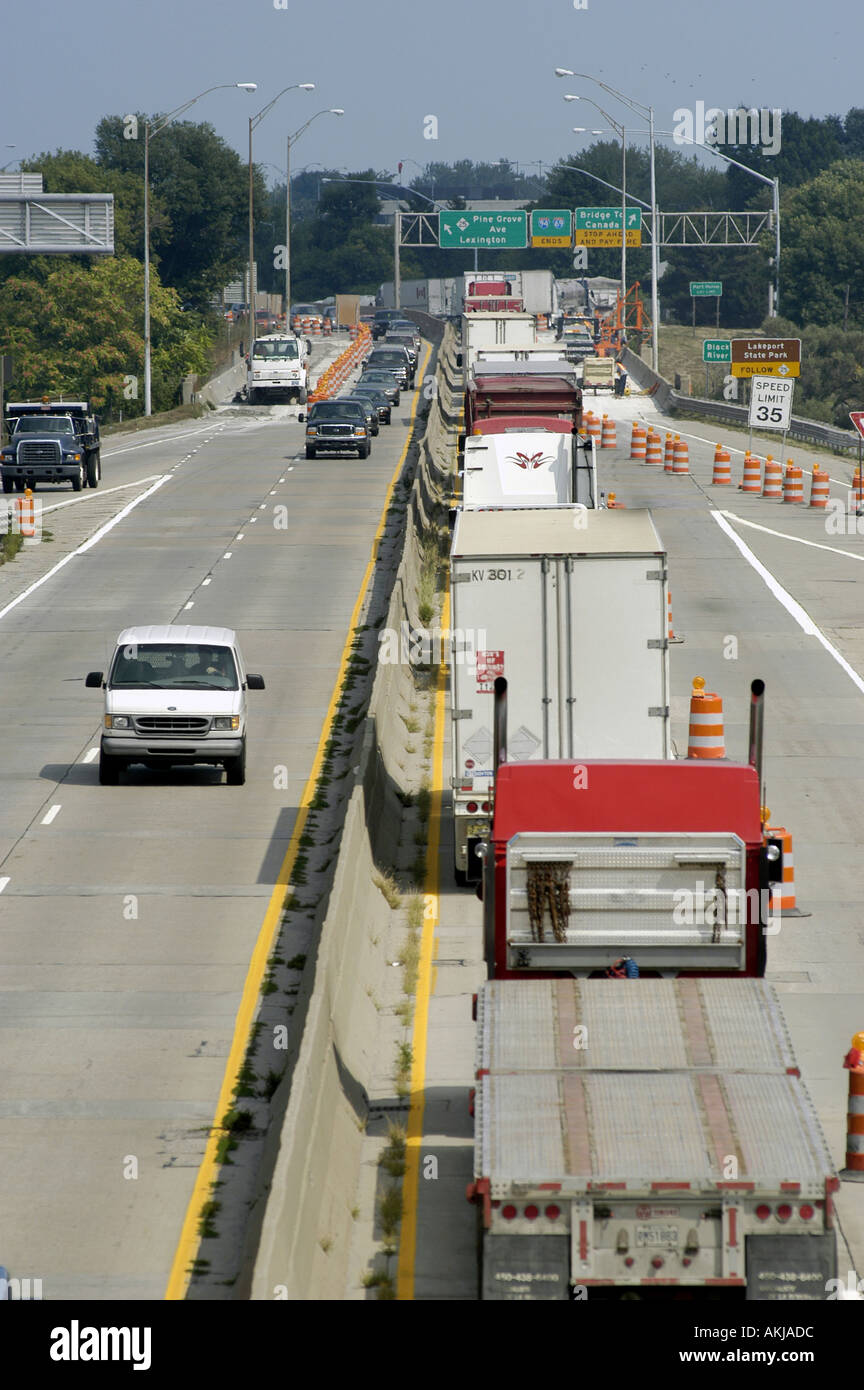 Freeway traffic backed up for miles as they try to enter Canada at Port ...