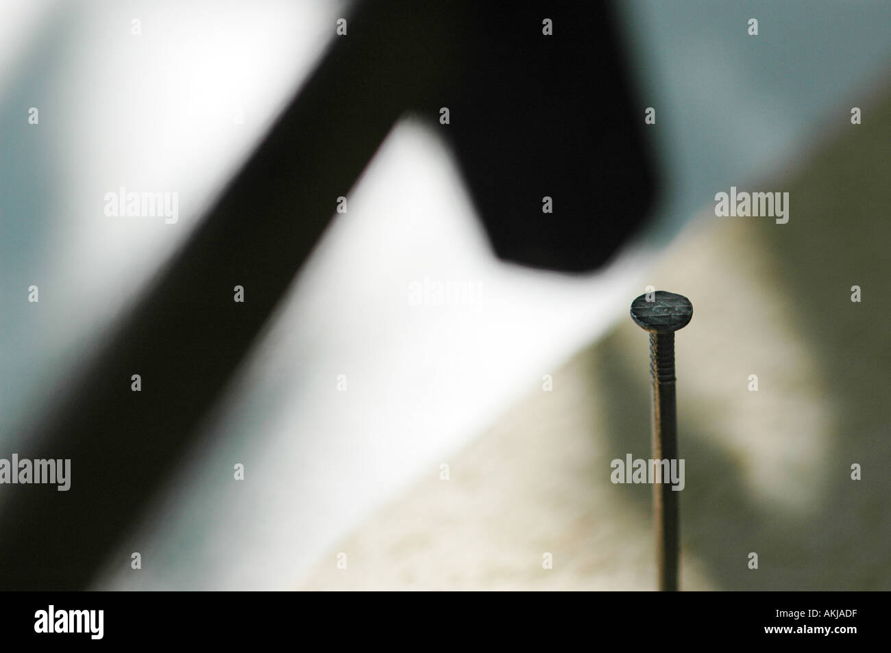 Hammer hitting nail Stock Photo - Alamy