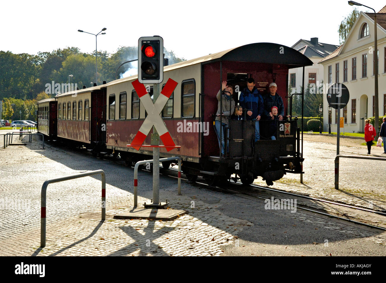 The "Molli" steam train in the streets of Bad Doberan in Northern ...