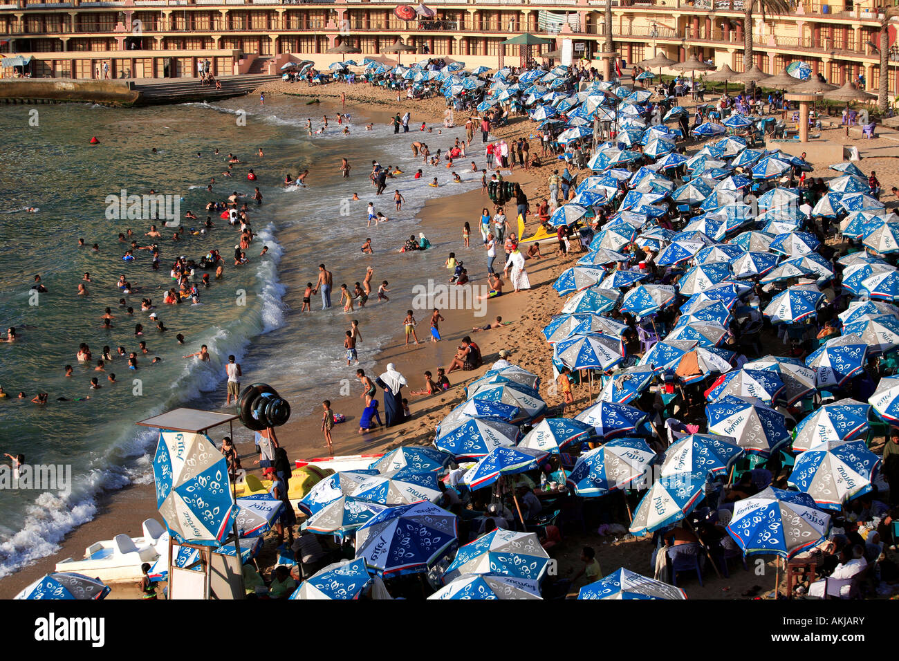 Egypt, the Mediterranean coast, Alexandria, Stanly bridge beach Stock ...