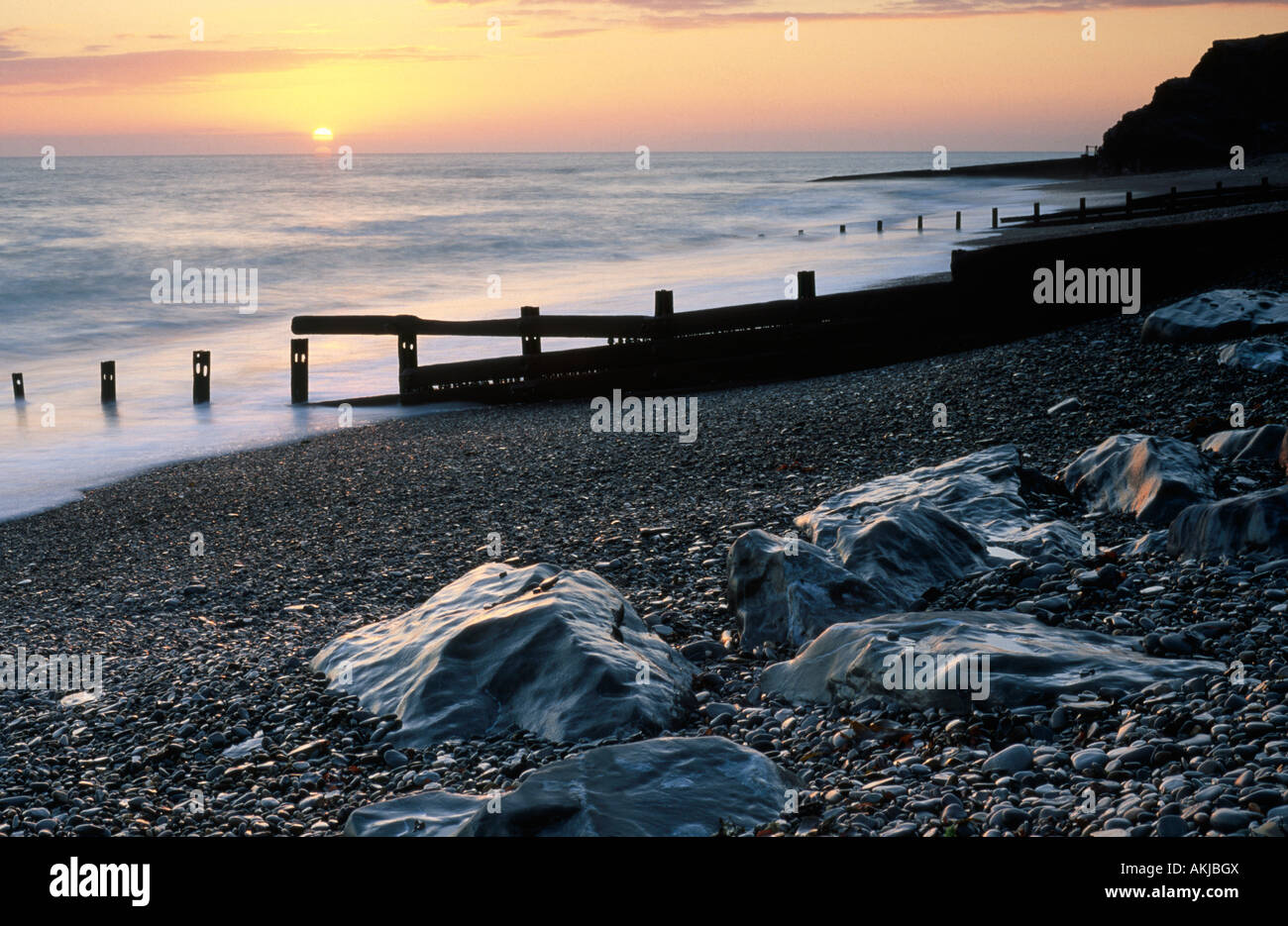 Sunset on Aberystwyth Beach, Wales, UK Stock Photo - Alamy