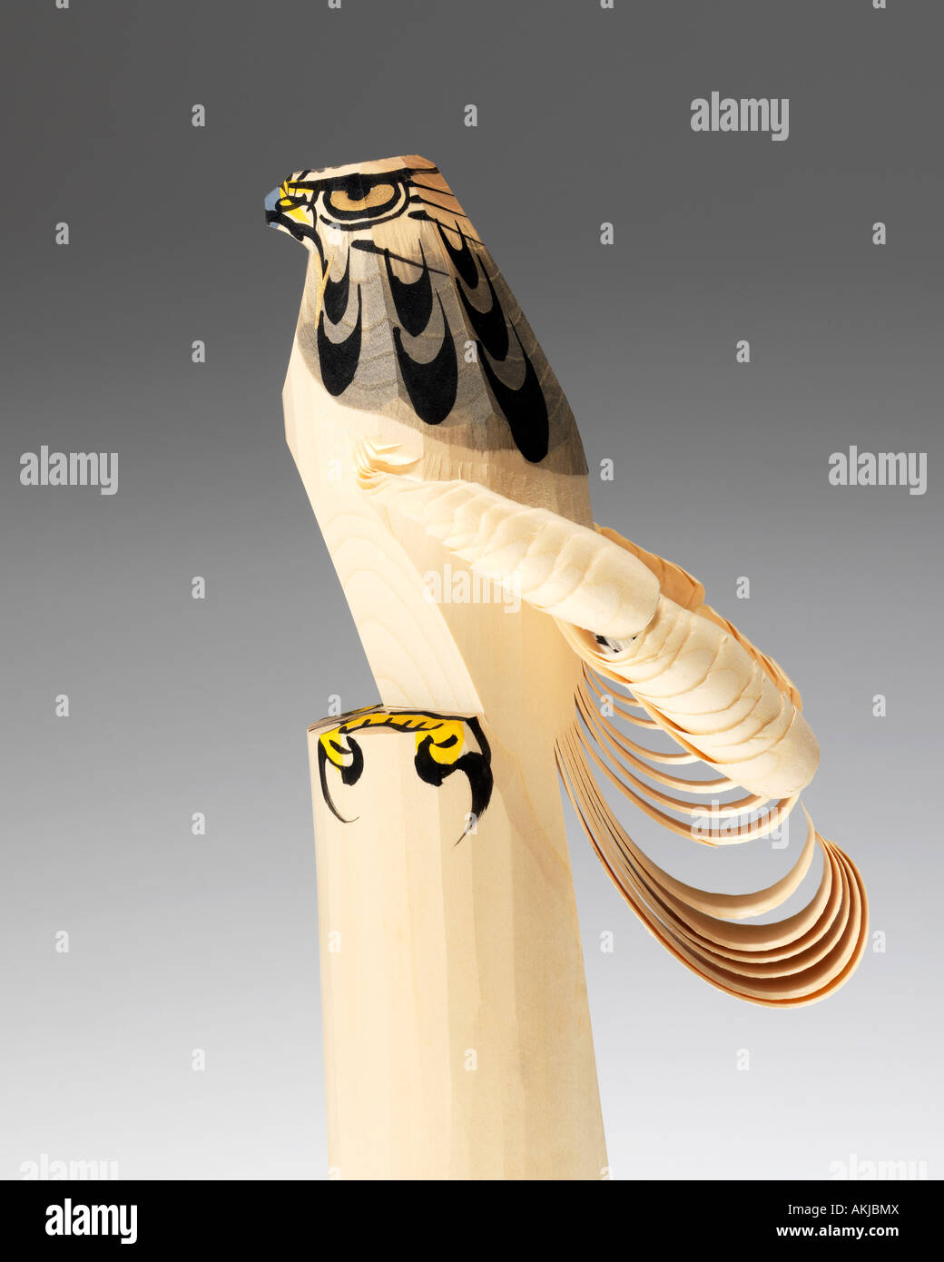 Japanese hawk sasano-bori traditional wooden carving Stock Photo - Alamy