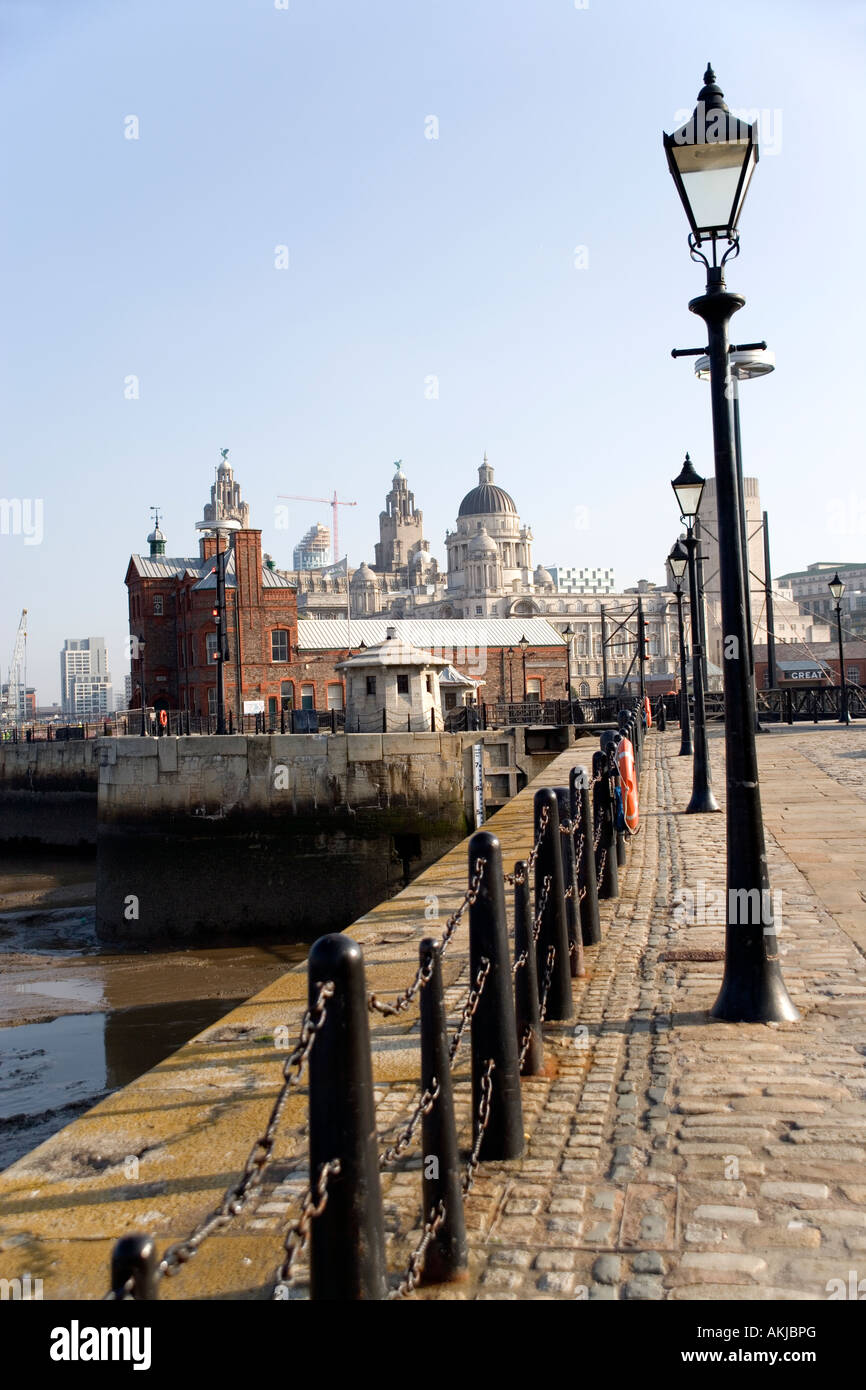 The Liver Building from the Riverside walk with Albert Dock to the ...