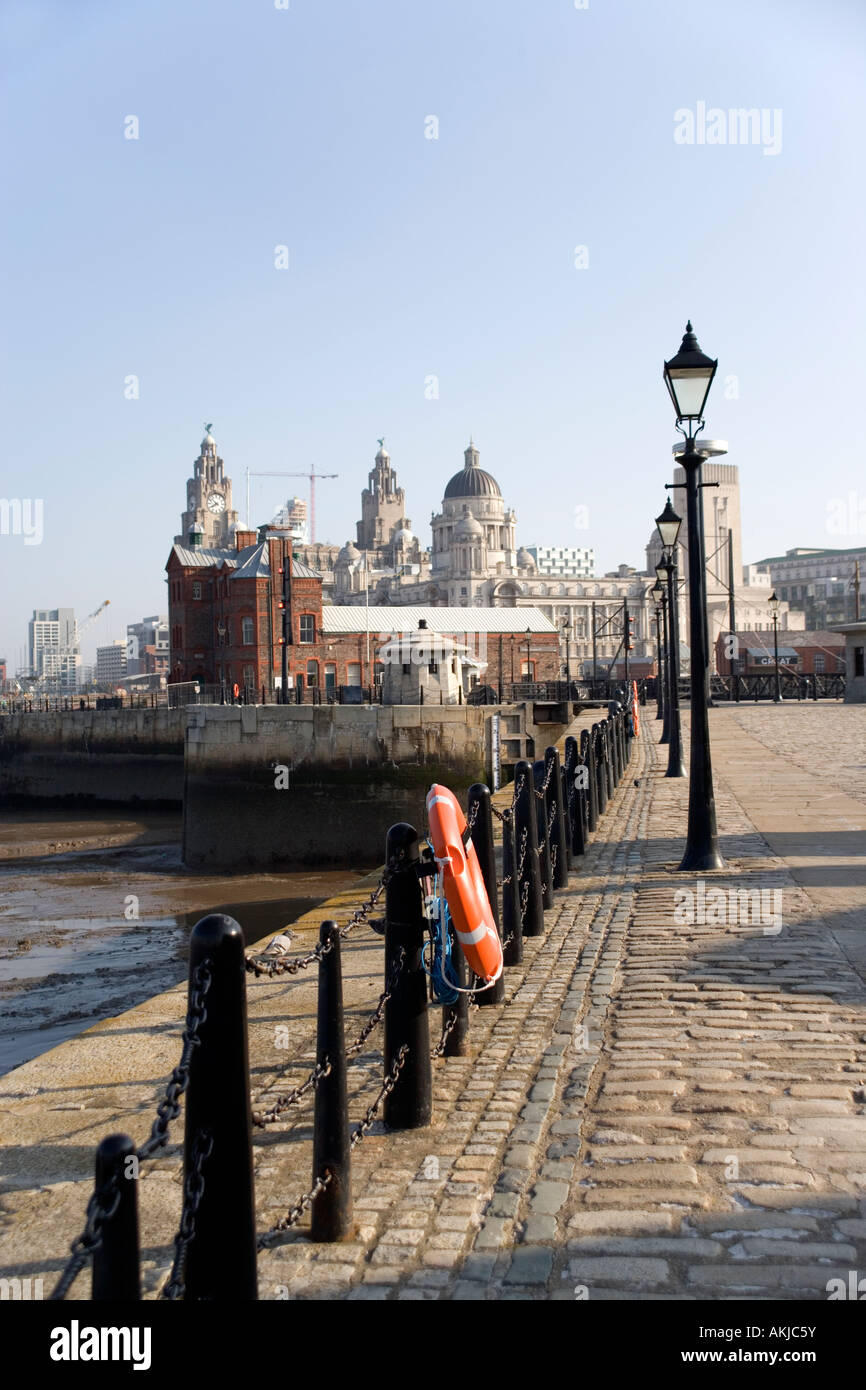 The Liver Building from the Riverside walk with Albert Dock to the ...