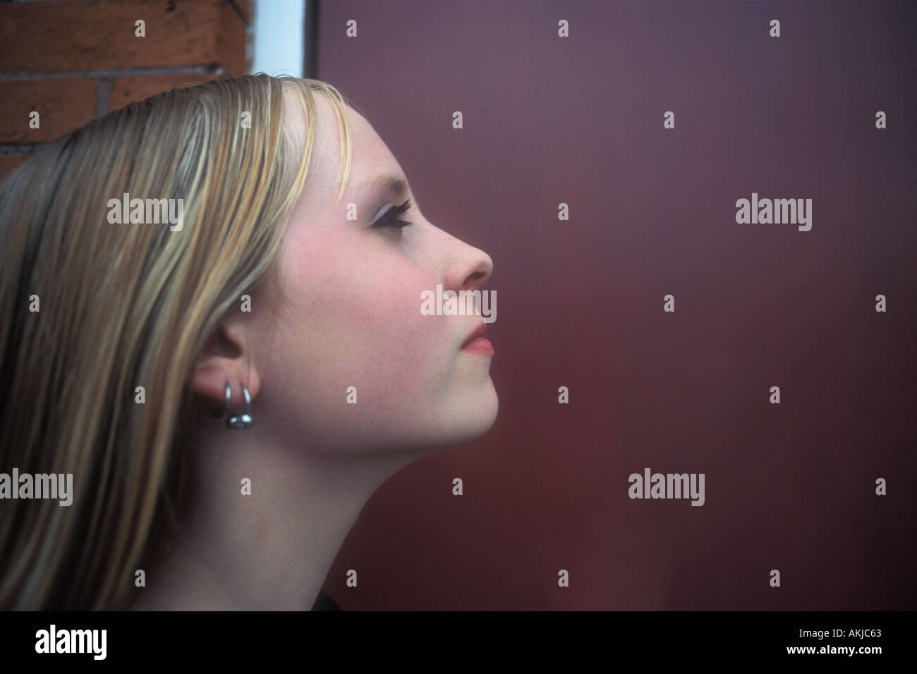 Female head tipped back hi-res stock photography and images - Alamy