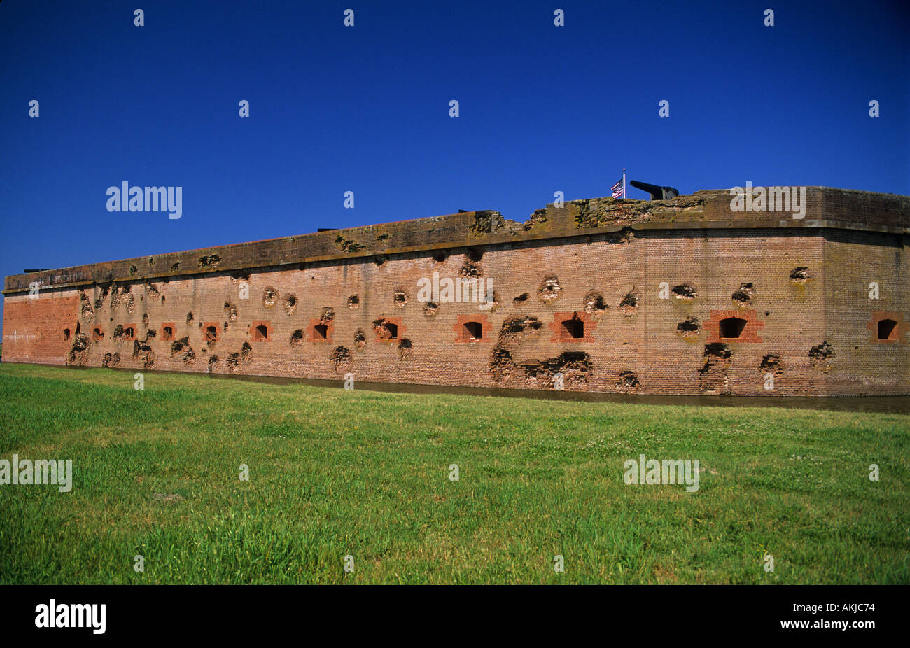 Georgia Fort Pulaski National Monument built 1829 to 1847 wall craters ...