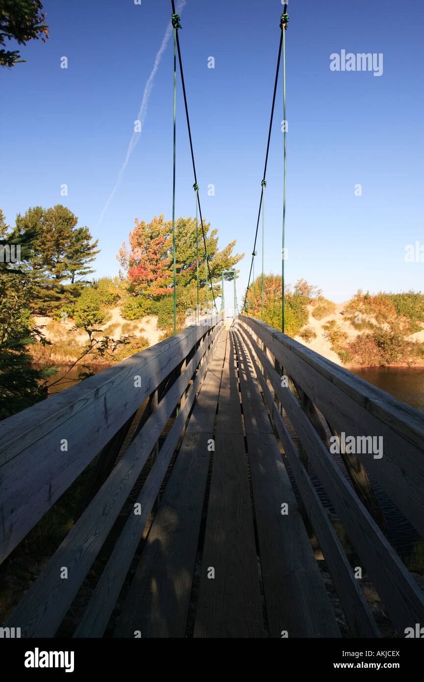 Suspension bridge over the Two Hearted River Michigan s Upper Peninsula ...