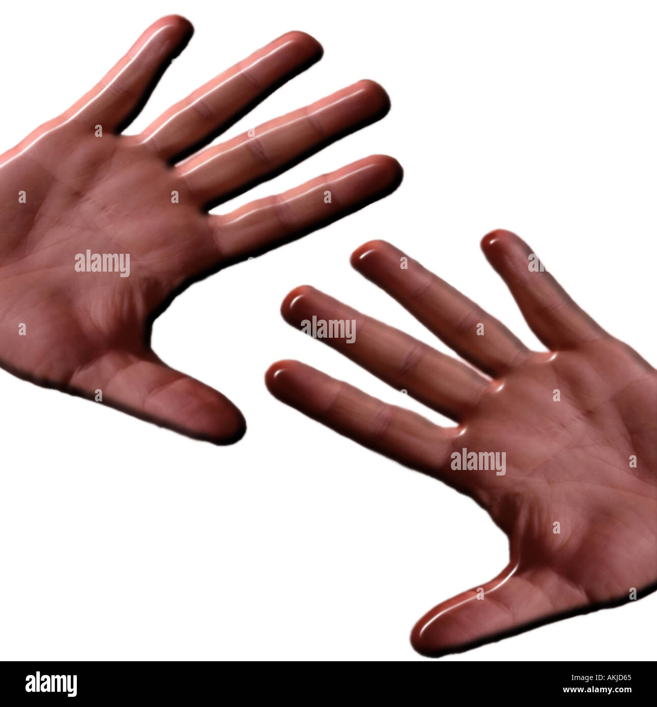 Plastic Hands Cut Out with Copy Room Stock Photo - Alamy
