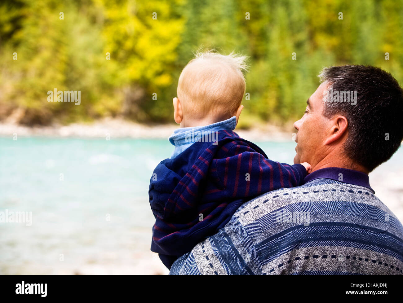 Rear view of father with boy Stock Photo - Alamy