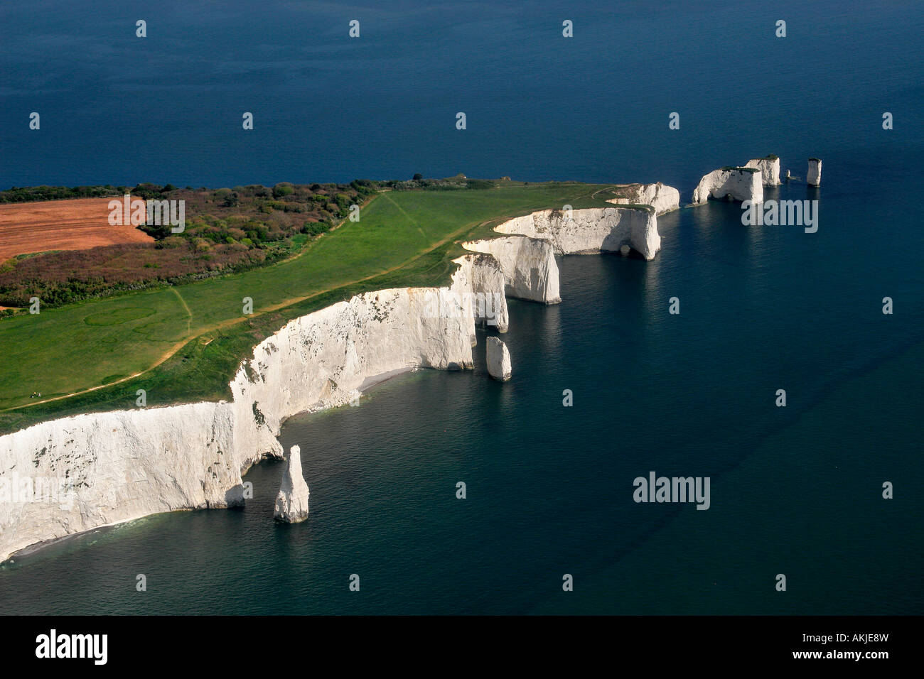 Aerial view of Old Harry Rocks Swanage Dorset England UK Stock Photo ...