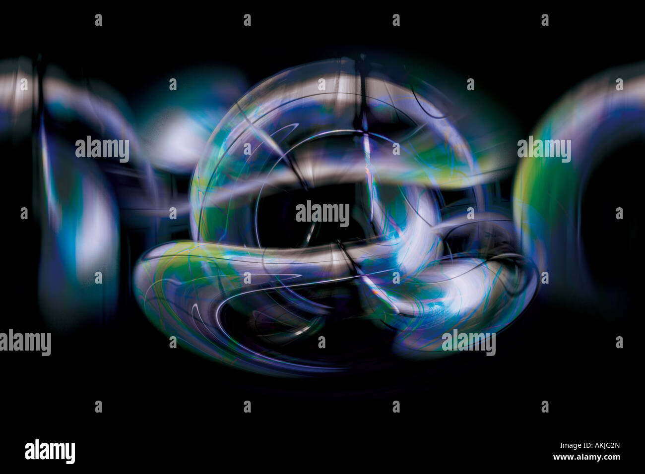 Floating balls in space on black Stock Photo - Alamy