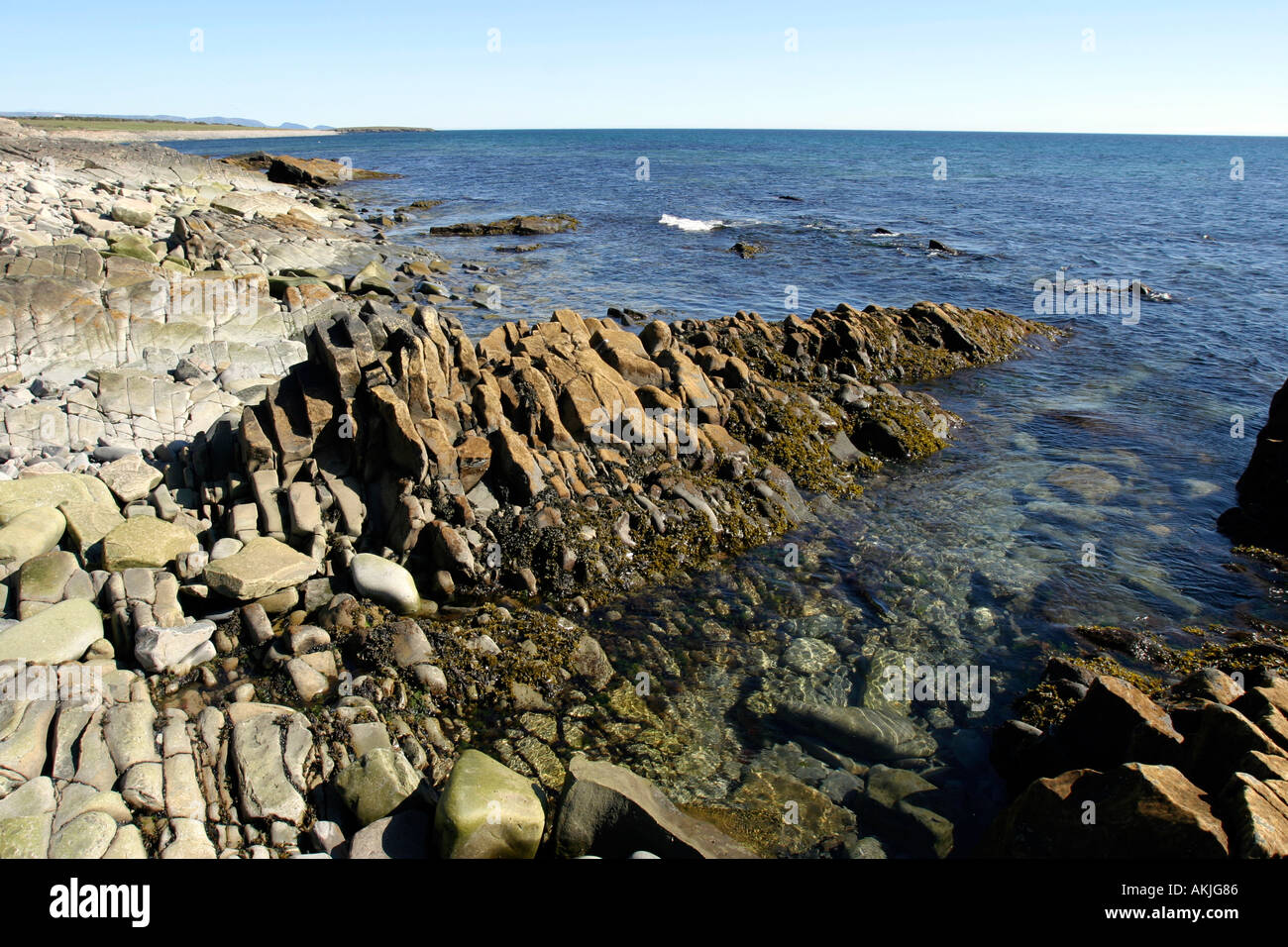 Rocky Beach on Newfoundland west coast - Bay of St. Lawrence Stock ...