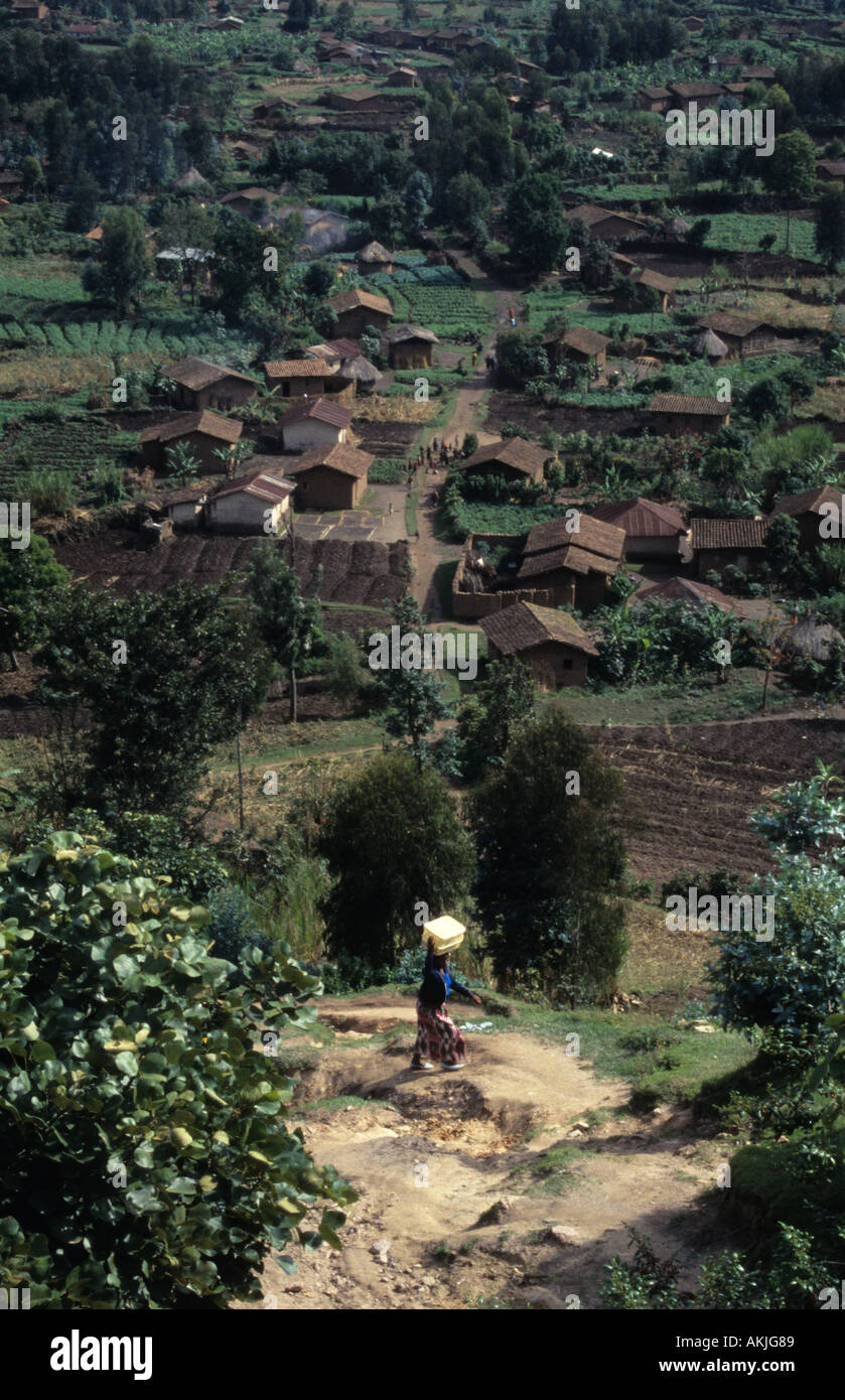 Rwanda landscape. Village and fields. Park des Volcans Rwanda Stock ...
