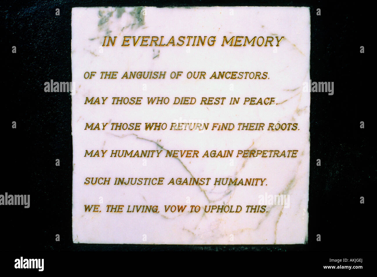 A plaque at Cape Coast Castle in memory of the victims of the slave ...