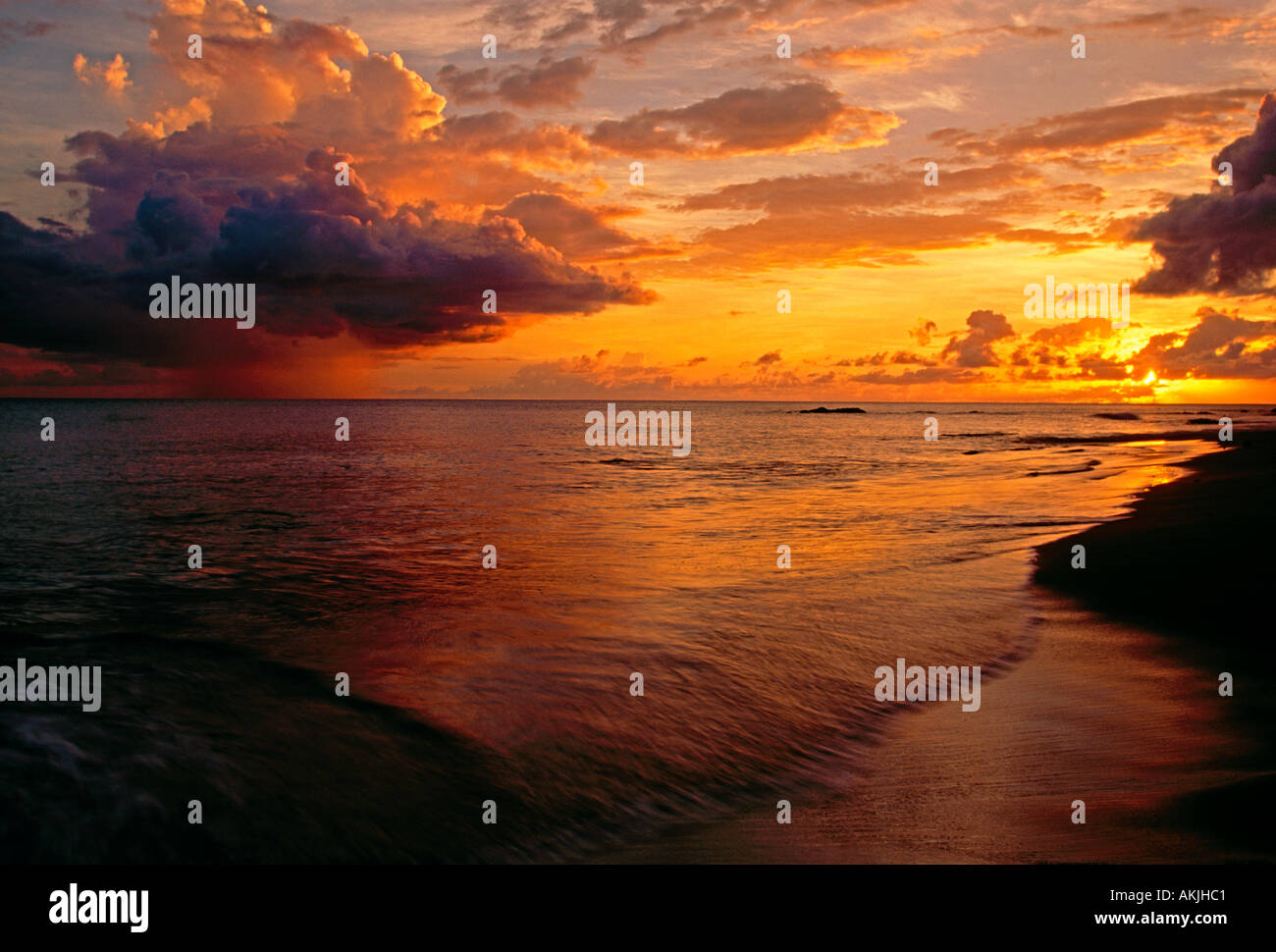 beach, sunset, Rincon, Puerto Rico, West Indies Stock Photo - Alamy