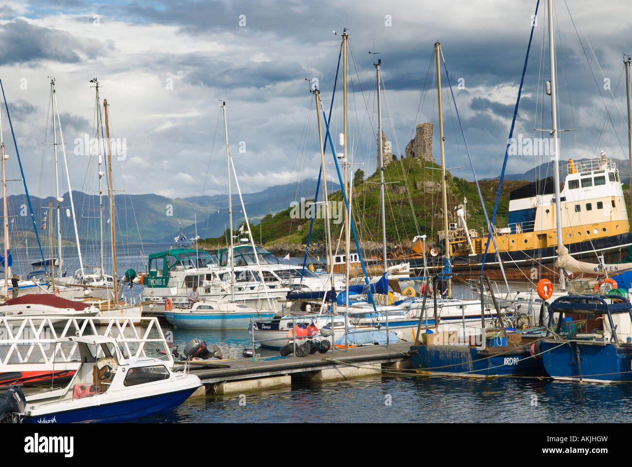 Trawlers Fishing Boats Moored At Kyleakin Harbour In This Remote ...