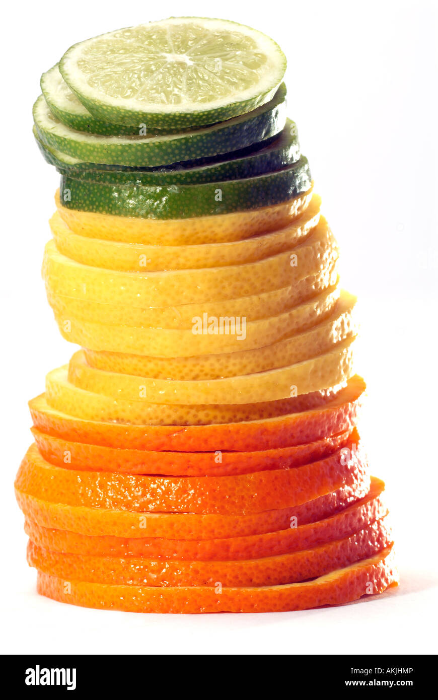 A stack of sliced orange, lemon and lime segments Stock Photo - Alamy