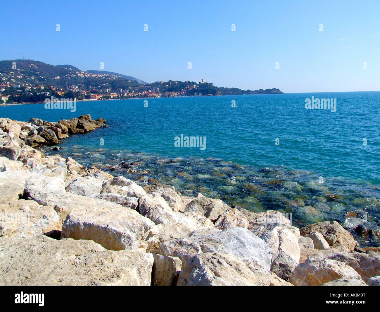 Landscape from the beach, Lerici, Ligury, Italy Stock Photo - Alamy