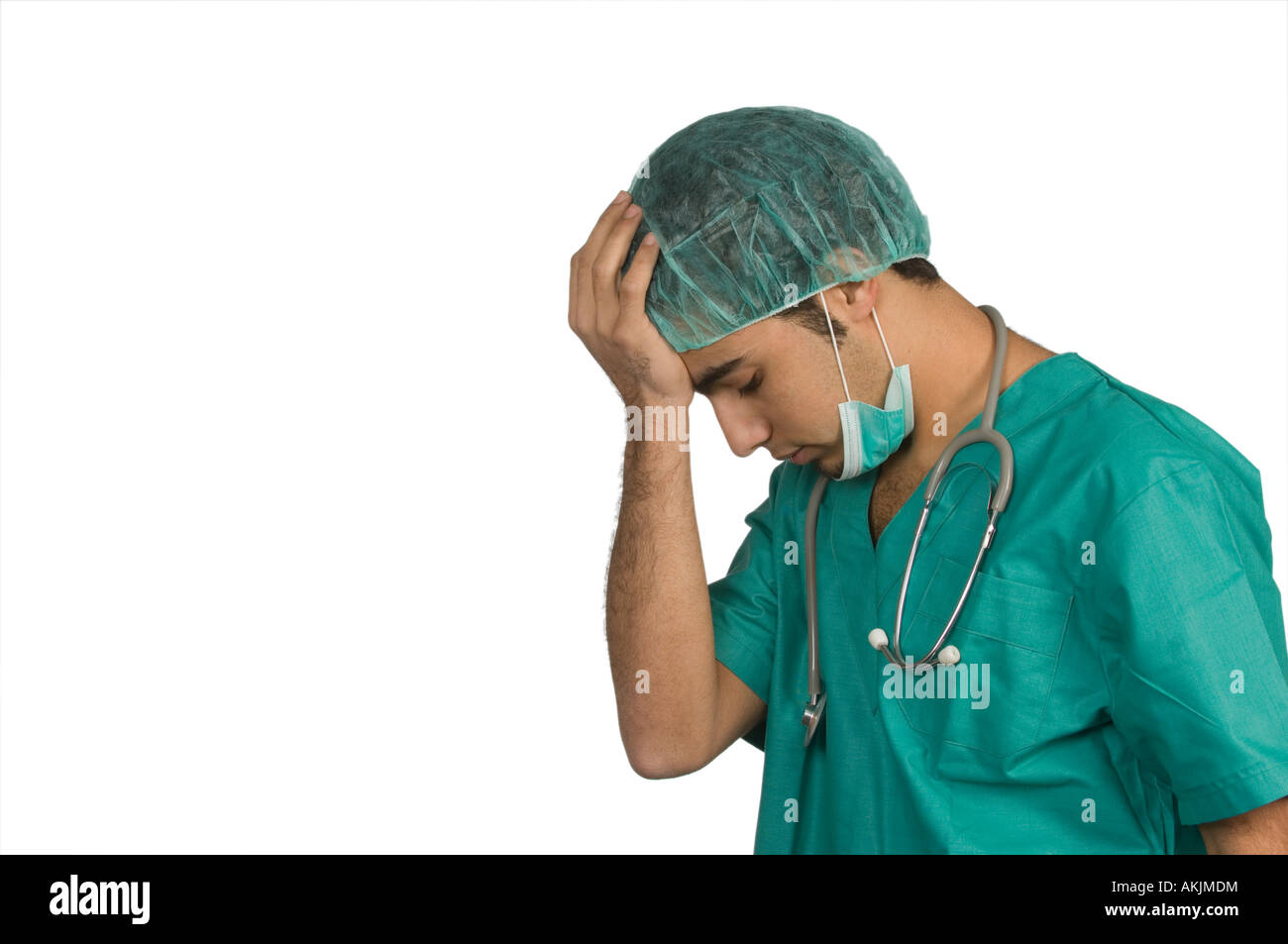 Stressed doctor surgeon Stock Photo - Alamy