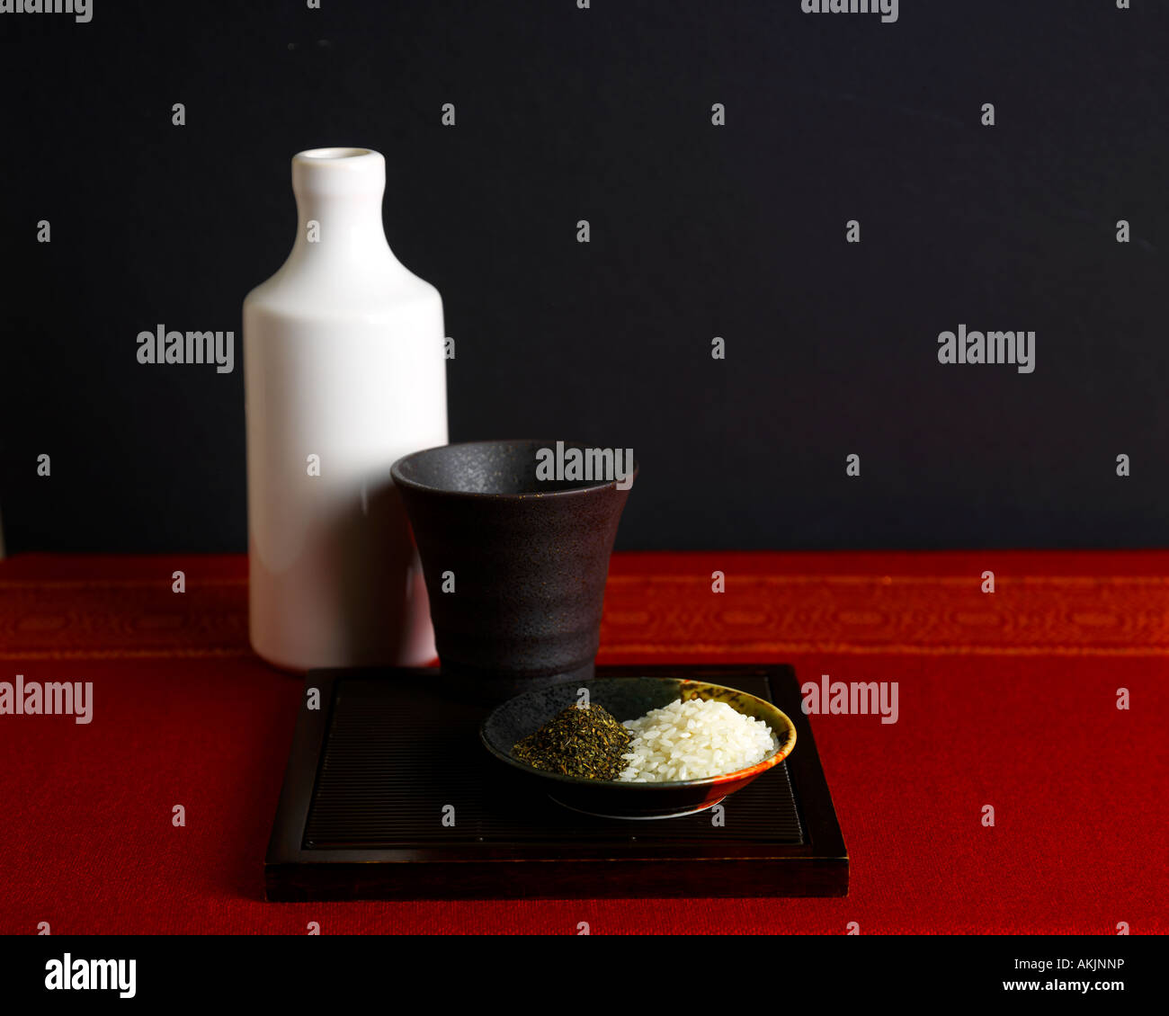 Rice, Green Tea, Sake Stock Photo - Alamy