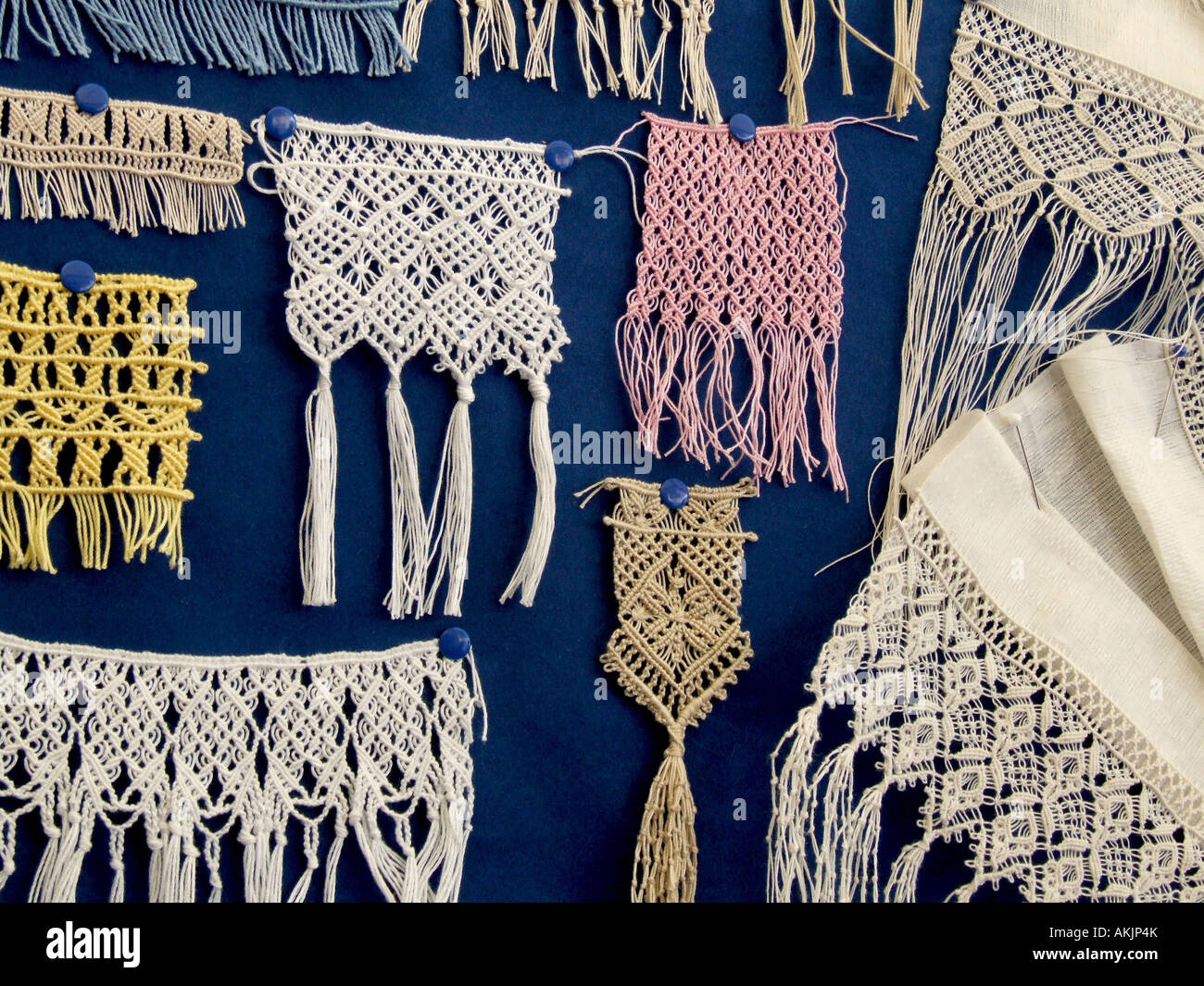Macramï¿½ typical handmade lace, Chiavari, Ligury, Italy Stock Photo ...