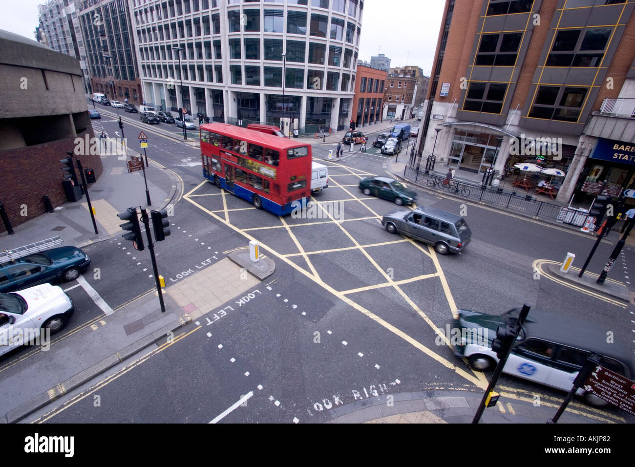 aerial view of busy traffic intersection Barbican London Stock Photo ...
