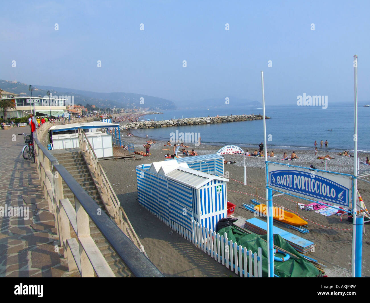 Beach, Lavagna, Ligury, Italy Stock Photo - Alamy