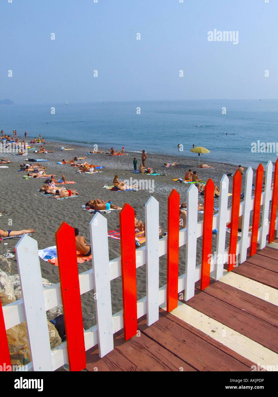 Beach, Lavagna, Ligury, Italy Stock Photo - Alamy