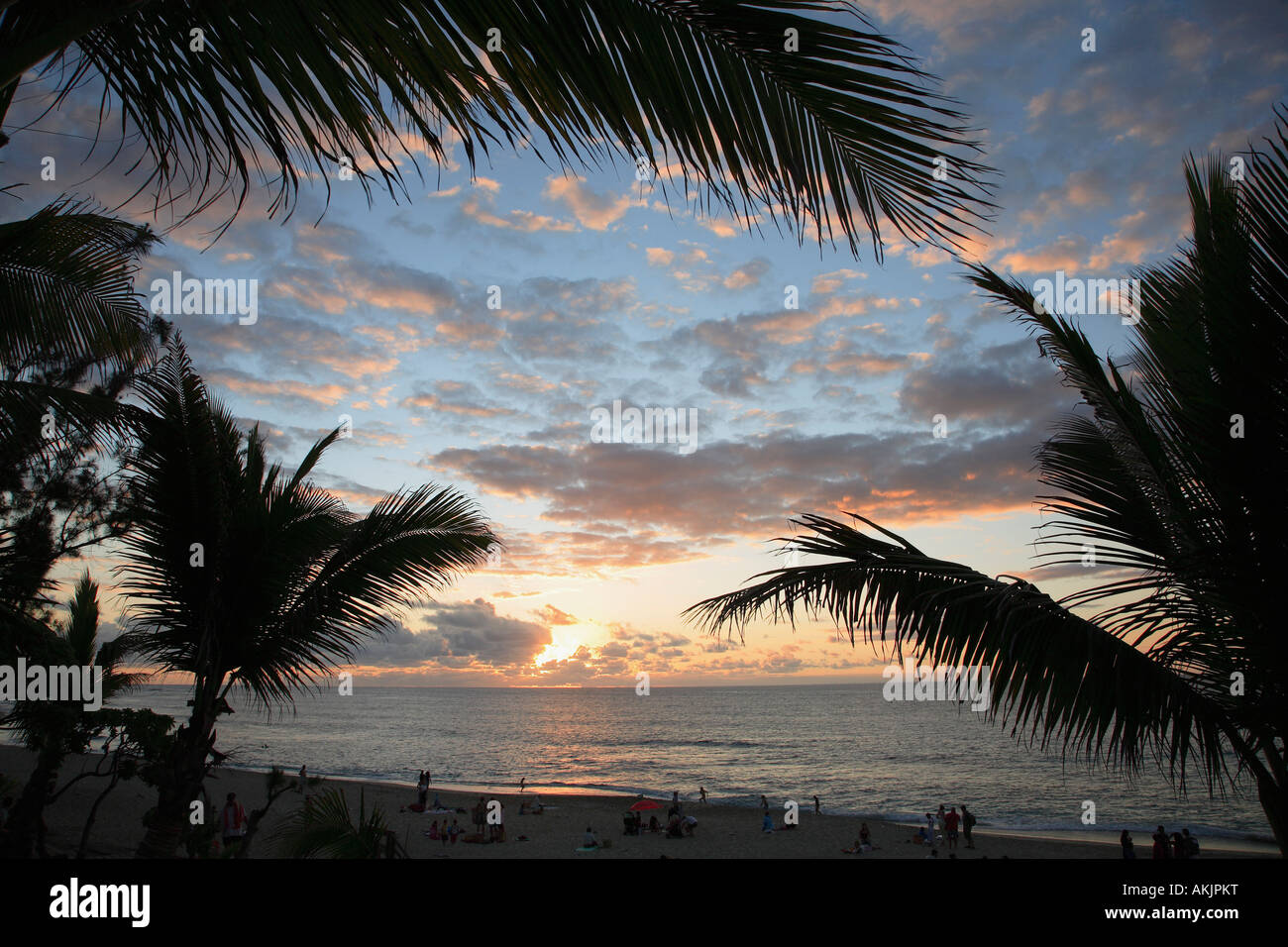 Reunion Island Indian Ocean France Boucan Canot beach sunset Stock ...