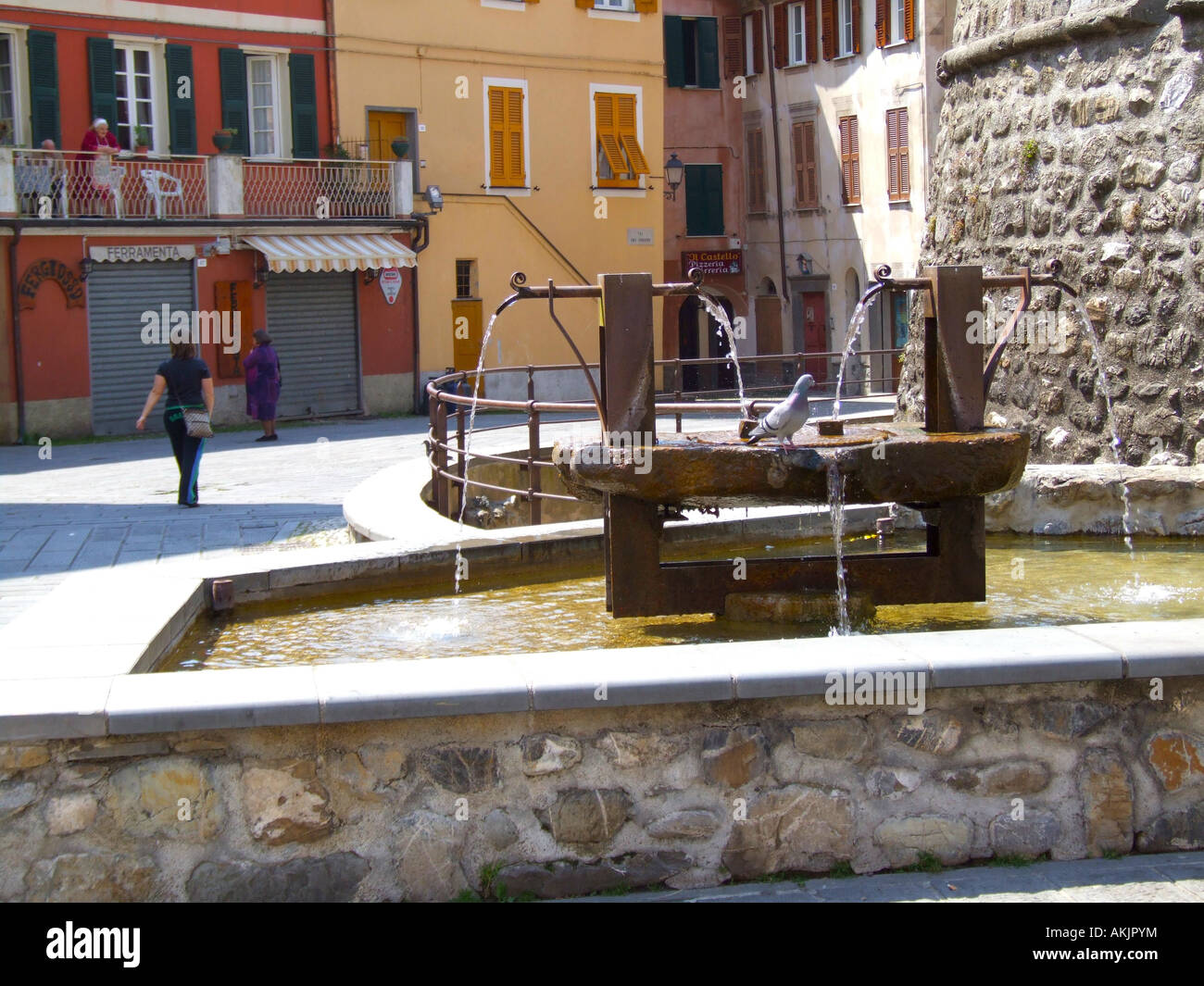 Fountain, Castello square, Varese Ligure, Ligury, Italy Stock Photo - Alamy