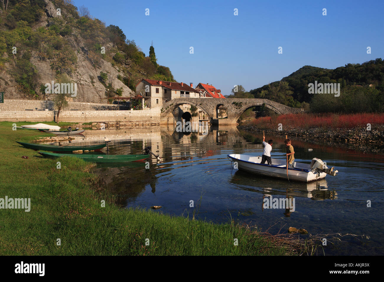 Montenegro, Central region, the lake Skadar (Skadarsko Jezero), Rijeka Crnojevica Stock Photo ...