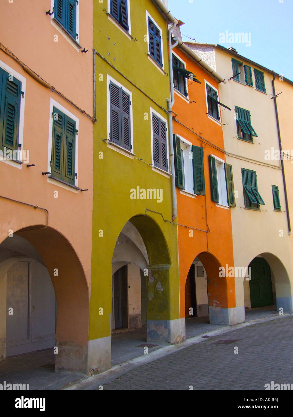 Main square, Borgo Rotondo historic centre, Varese Ligure, Ligury ...