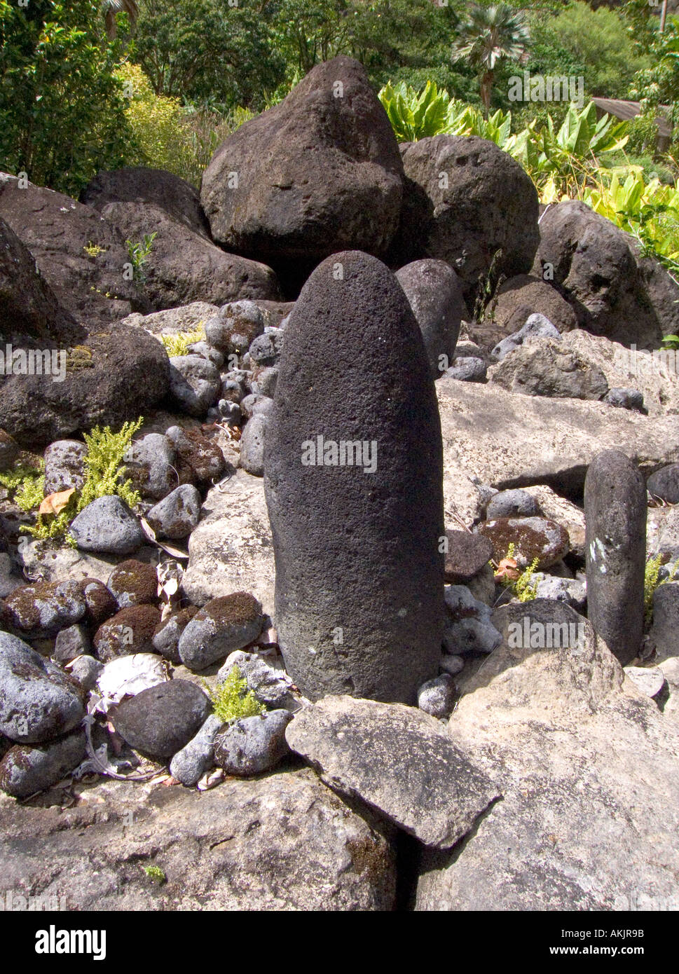 Oahu Hawaii North Waimea Valley religious stones Stock Photo - Alamy