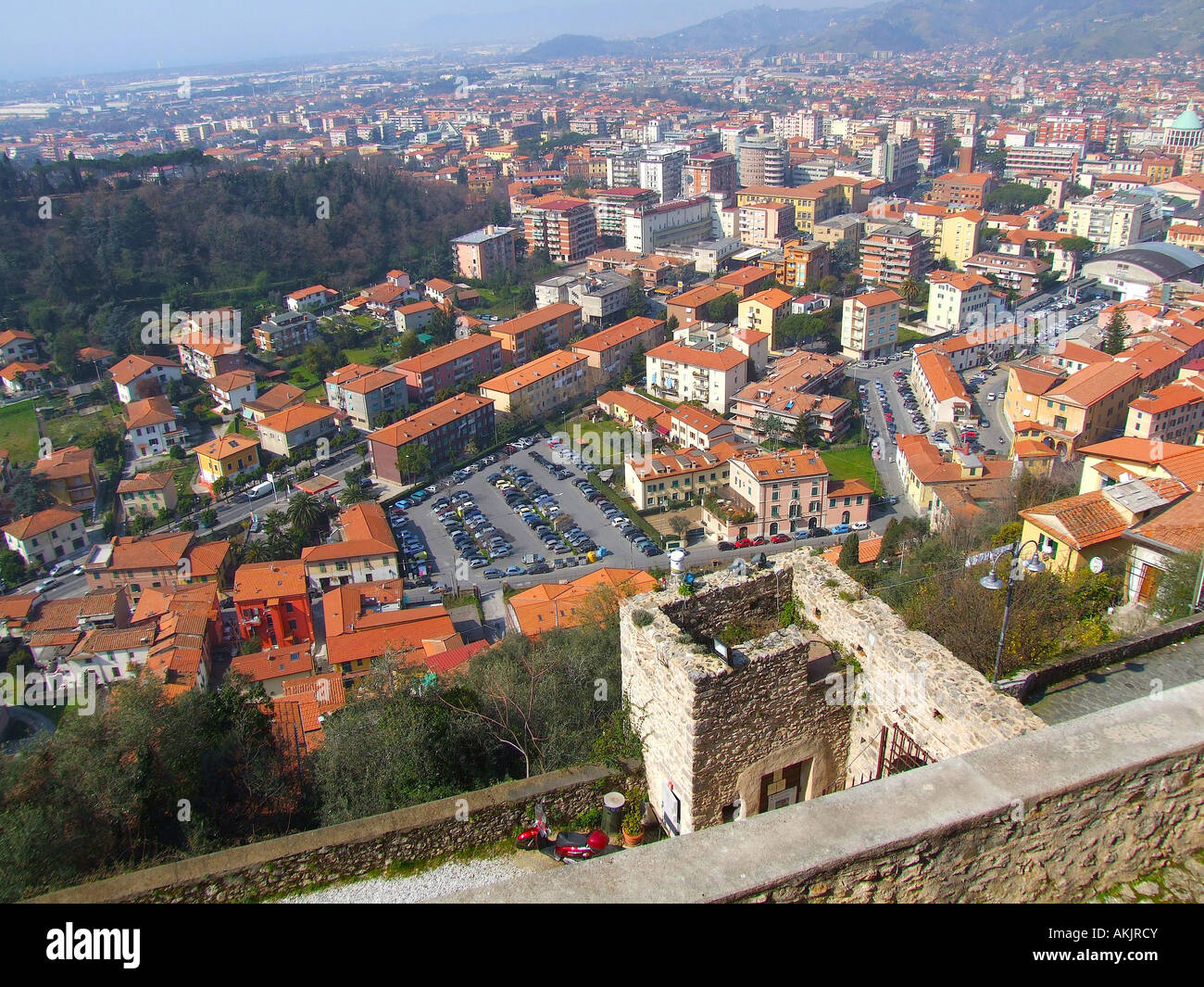 Cityscape from Malaspina castle, Massa, Tuscany, Italy Stock Photo - Alamy